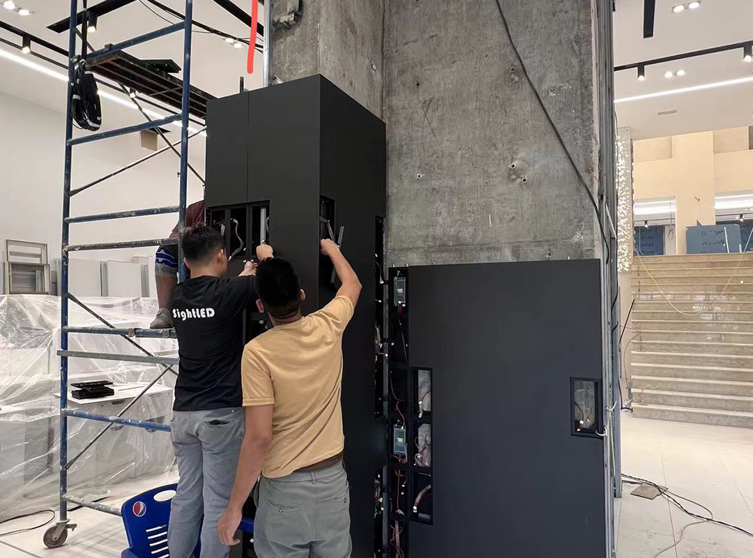 Customized right-angle P1.86 GOB LED Display for elevator shafts